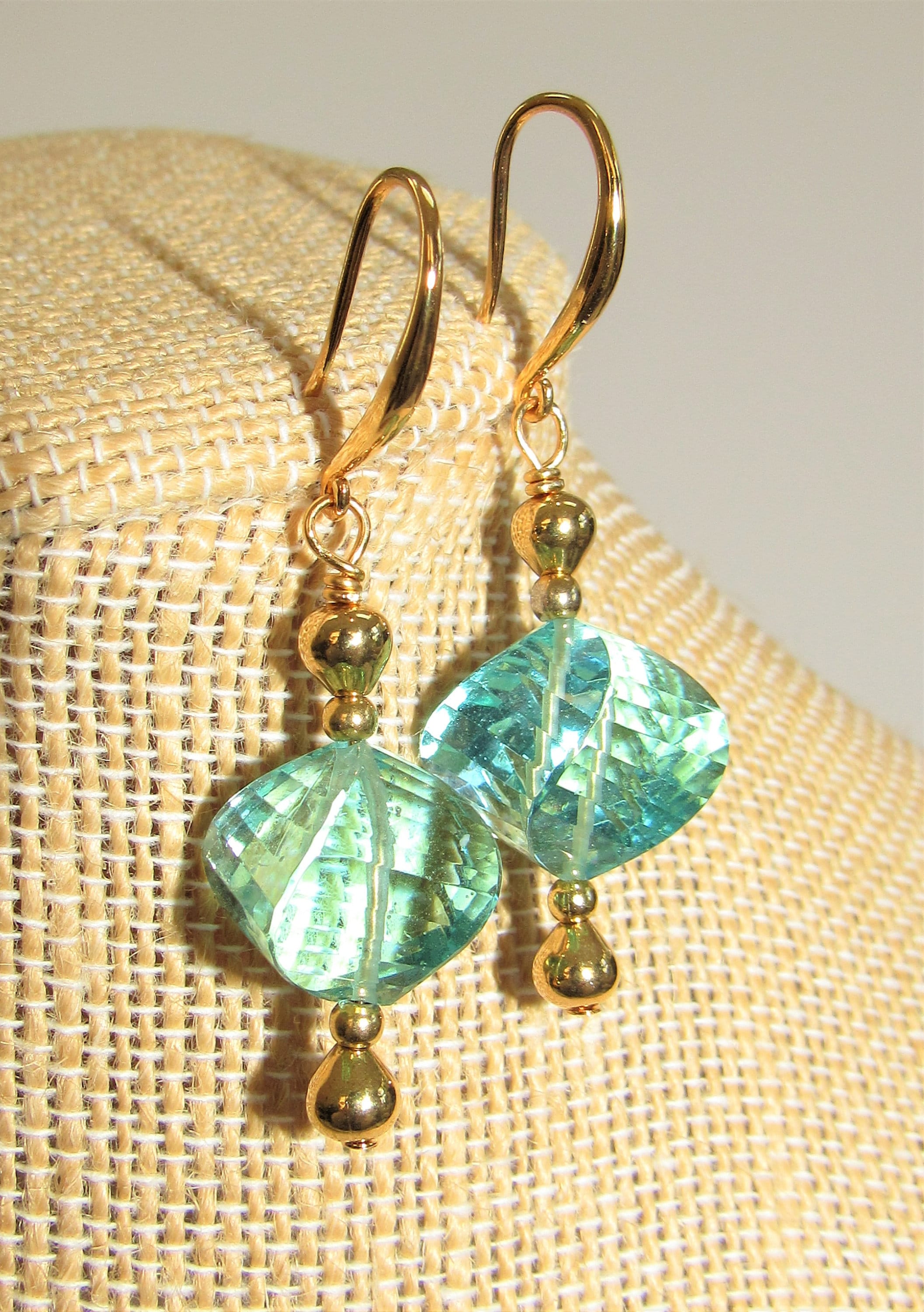 Aqua Blue Moldavite Bead Earringsaqua Color Synthetic - Etsy UK