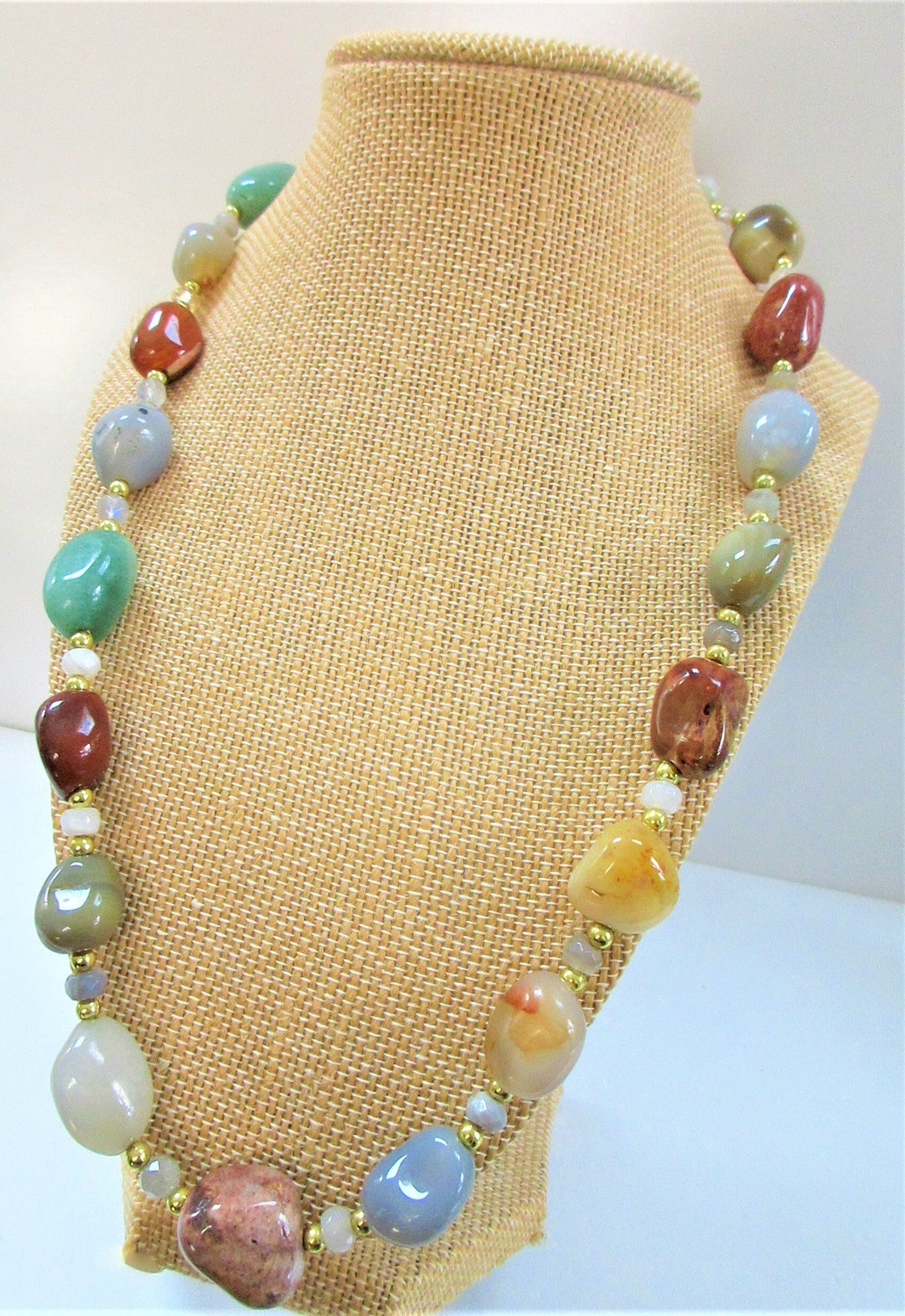 Multistone Gemstone Necklace,polished Colored Stone Necklace,gemstone ...
