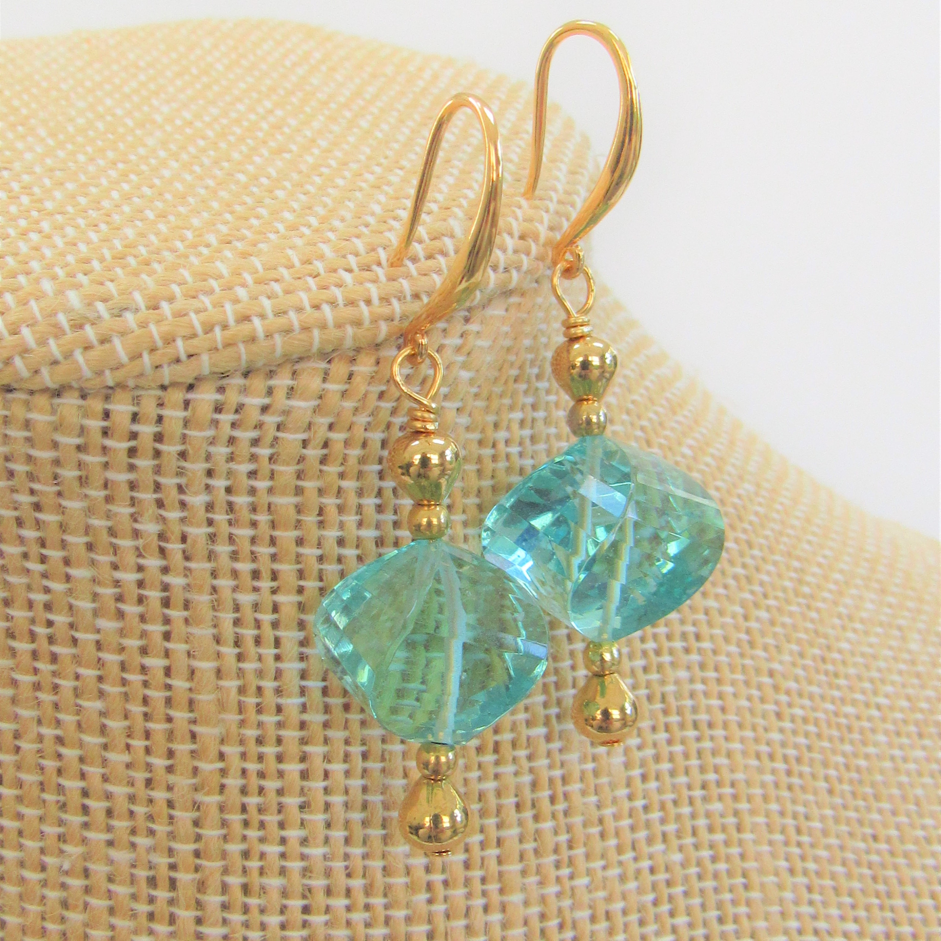 Aqua Blue Moldavite Bead Earringsaqua Color Synthetic - Etsy UK
