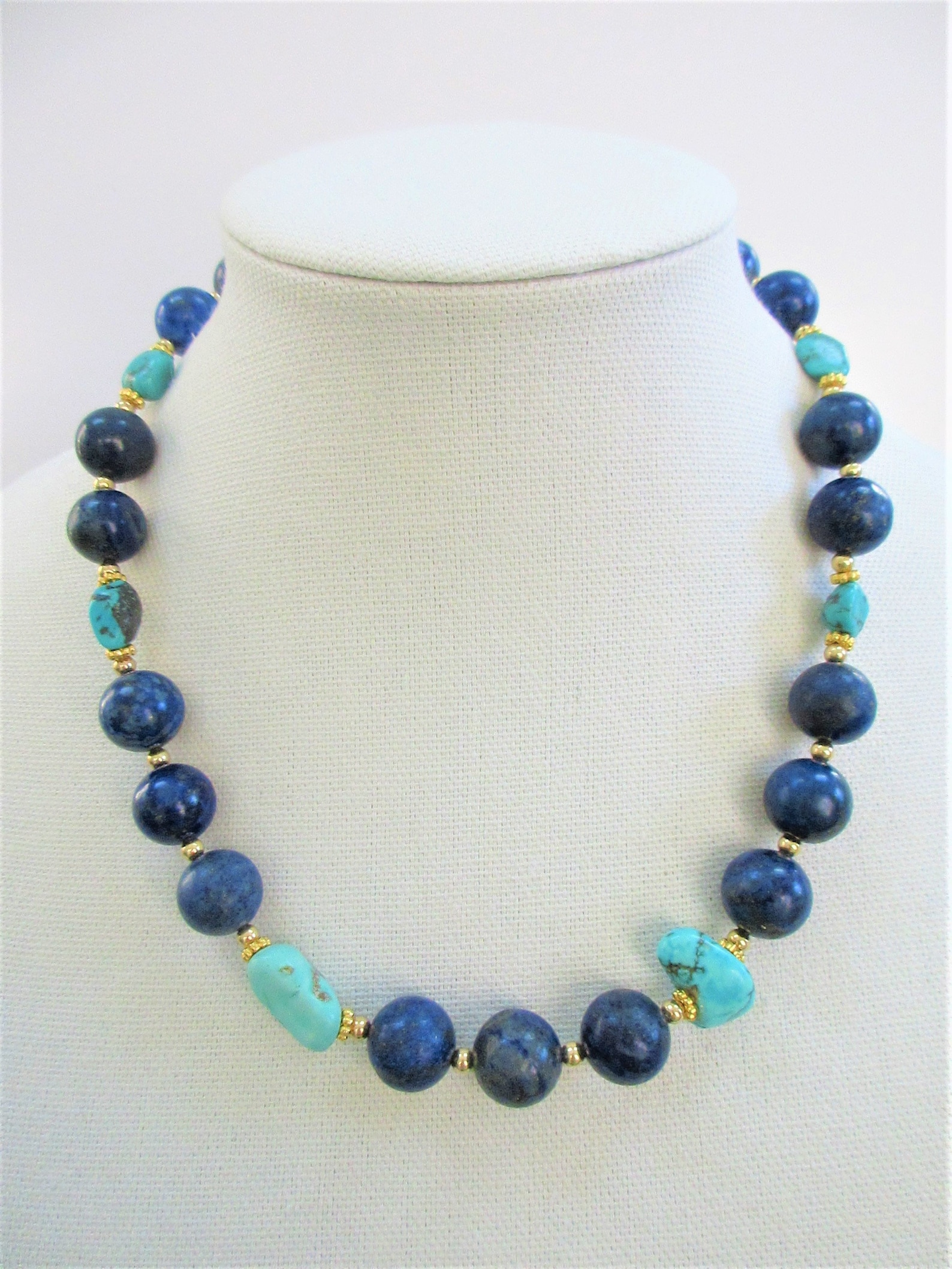 Lapis Lazuli Bead Necklace.turquoise Nugget Bead Necklace - Etsy