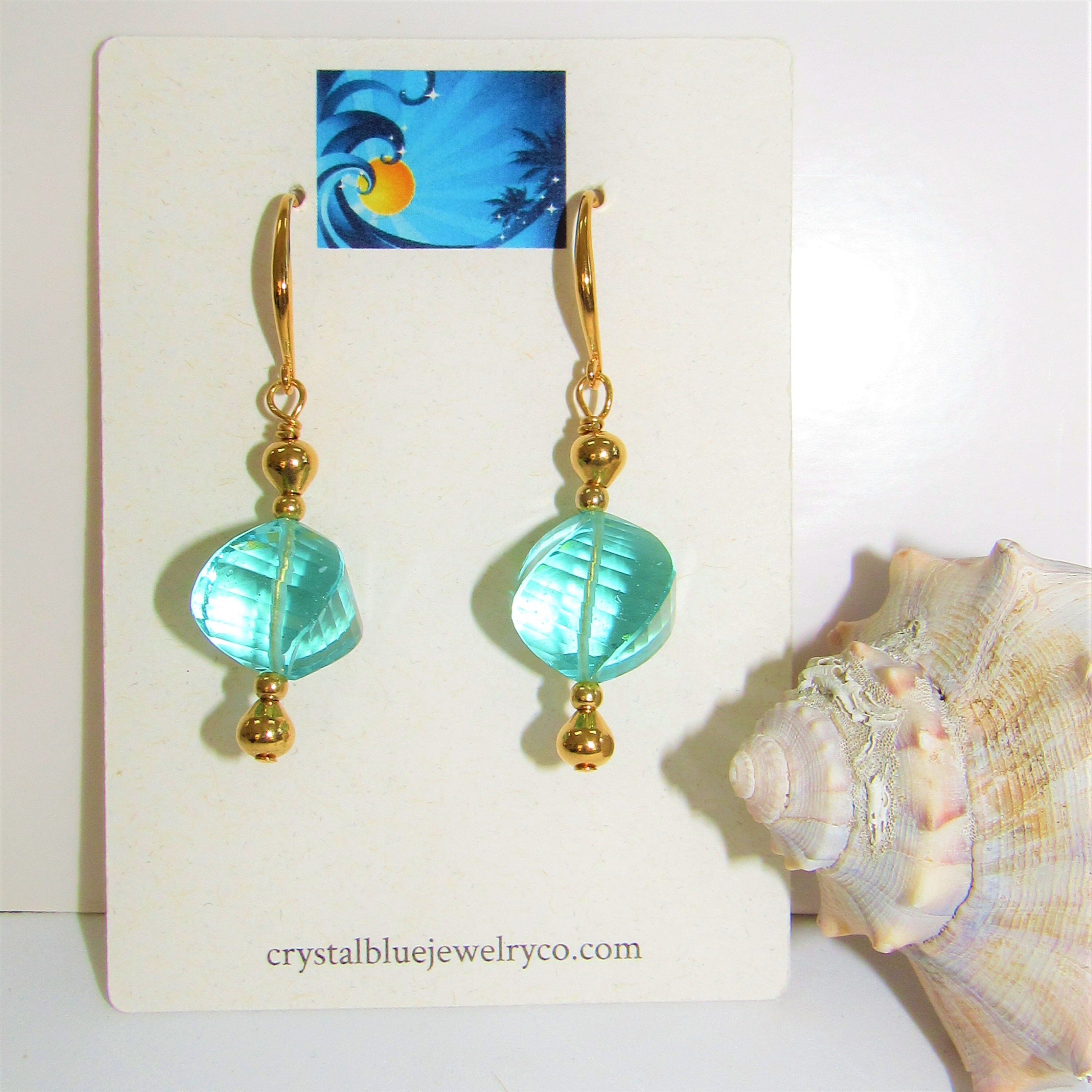 Aqua Blue Moldavite Bead Earringsaqua Color Synthetic - Etsy UK