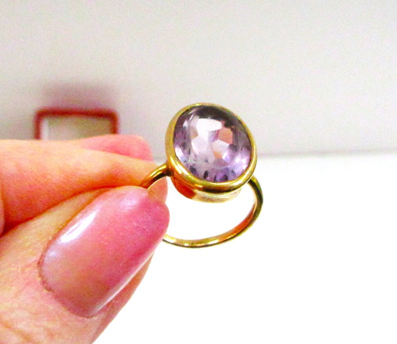 Size 5 Vintage Oval Faceted Amethyst 14K Solid Gold Ring,genuine ...