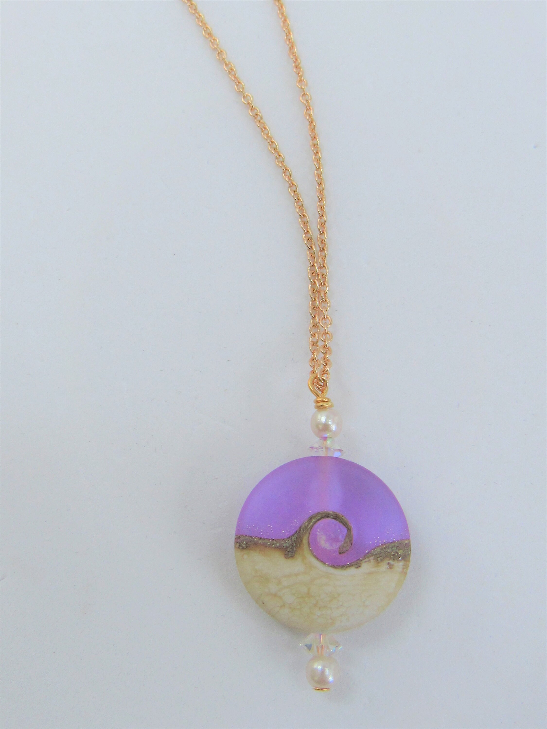Beach Wave Glass Wave Pendantglass Purple Lampworkocean Etsy