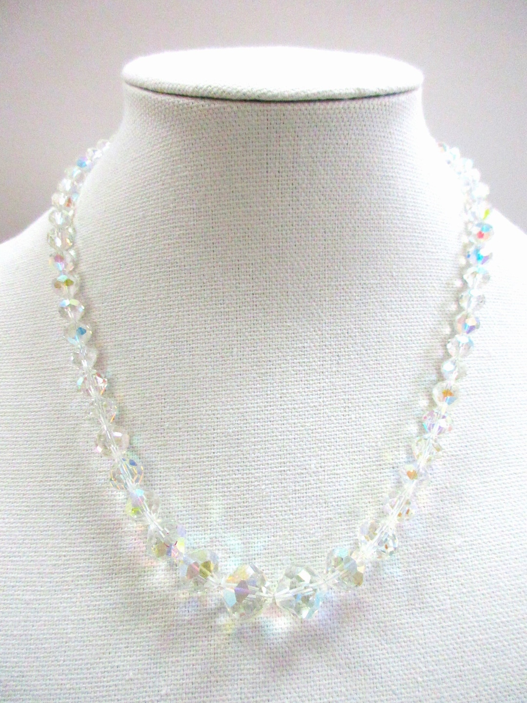 Aurora Borealis Full Necklace,vintage Cut Crystal Bead Necklace,60 ...