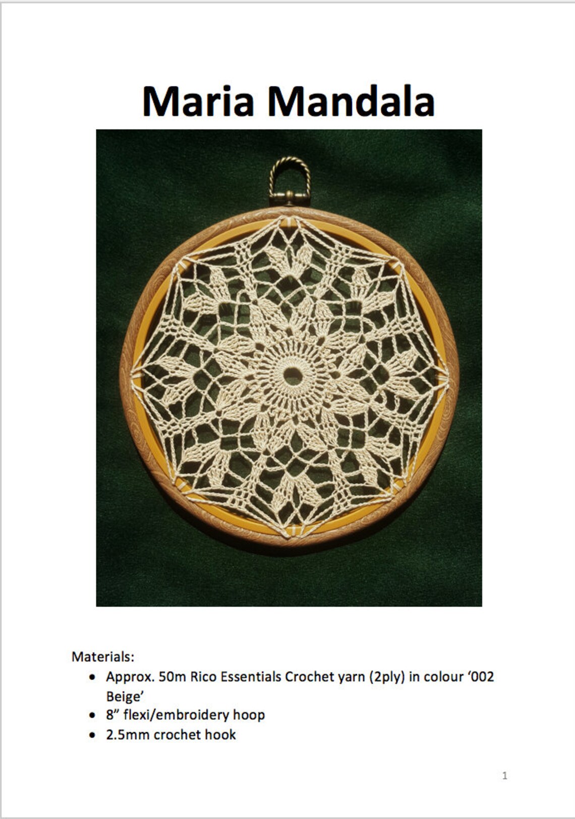 PDF Crochet Pattern: Maria Mandala Wall Hanging, Jewellery Holder, Wall ...