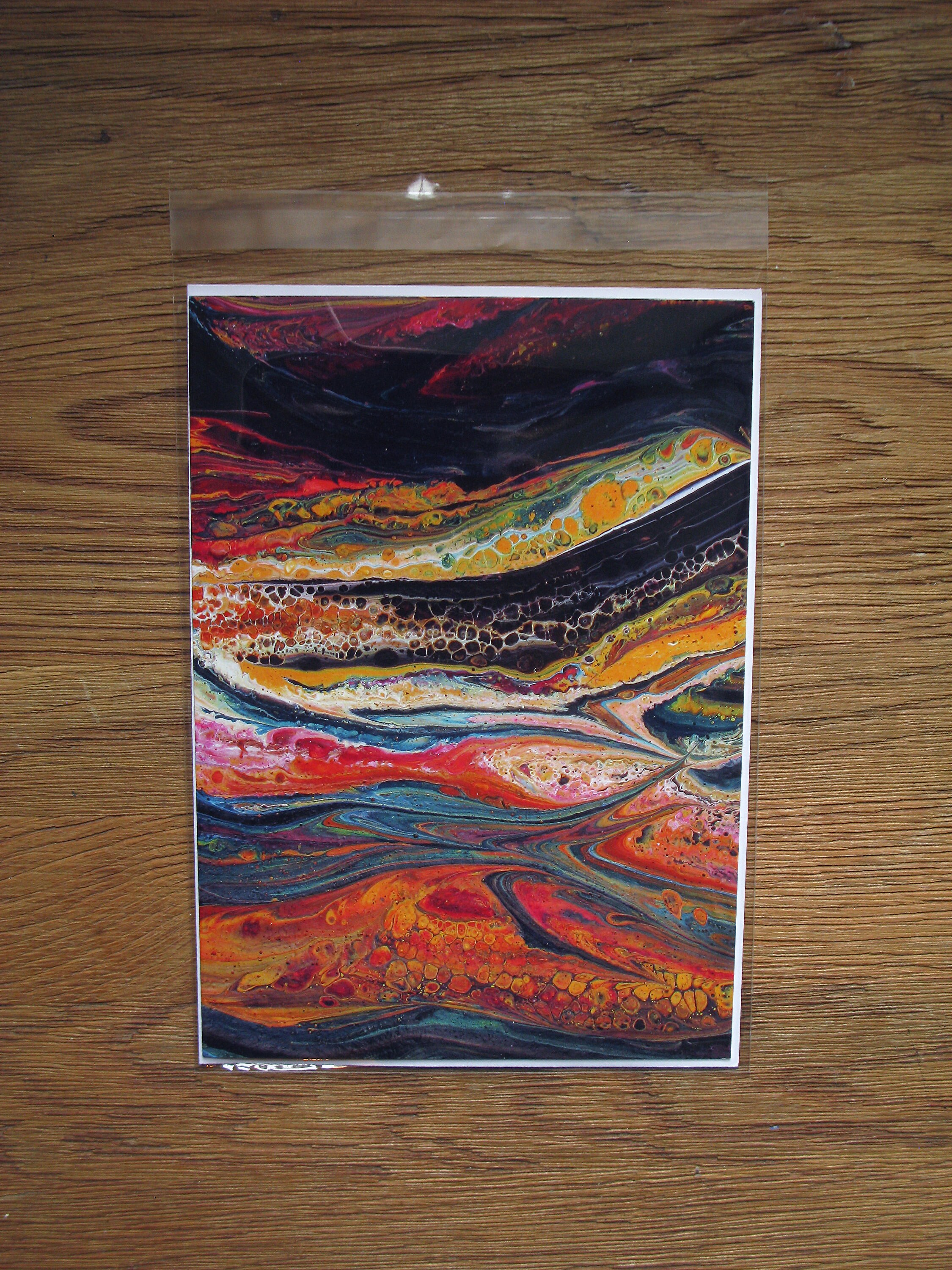 Abstract greetings card art card original art fluid acrylic | Etsy