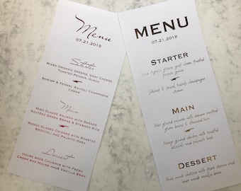 Menu size table | Etsy