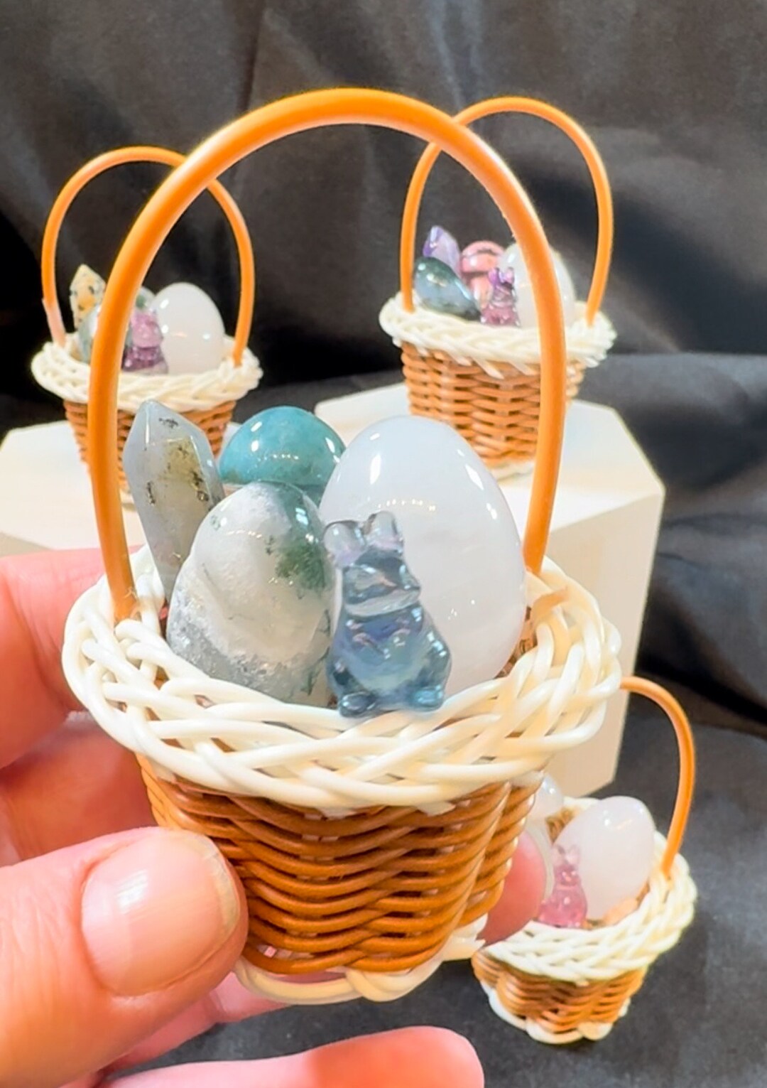 Mini Crystal Easter Basket, Ostara, Bunny, Mushroom, Fluorite - Etsy