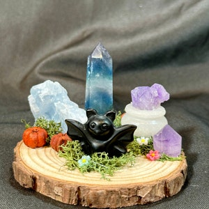 Halloween Crystal Obsidian Bat Scene - Etsy
