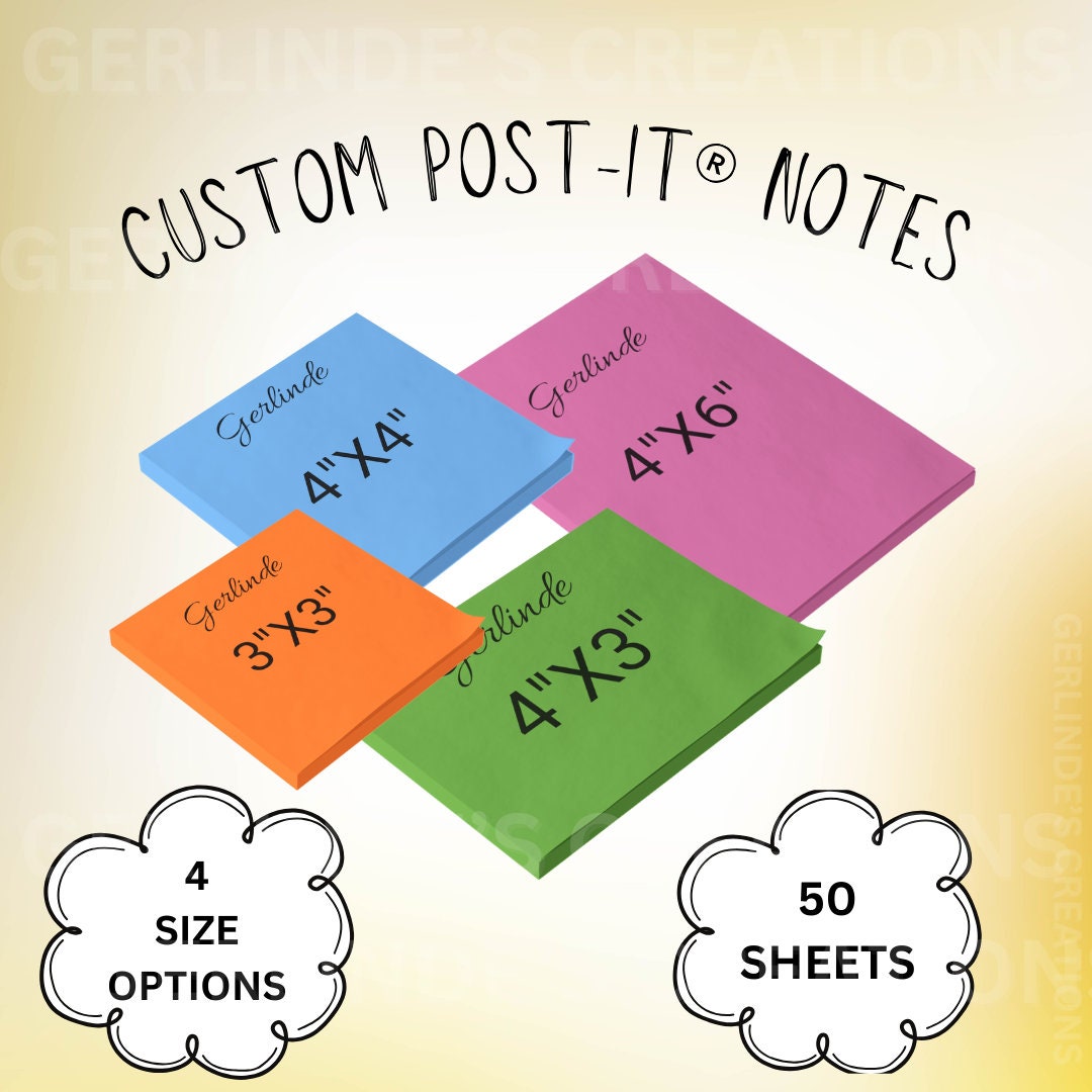 Personalized Post-it Notes, Custom Sticky Notes, Cute Note Pad, Sticky ...