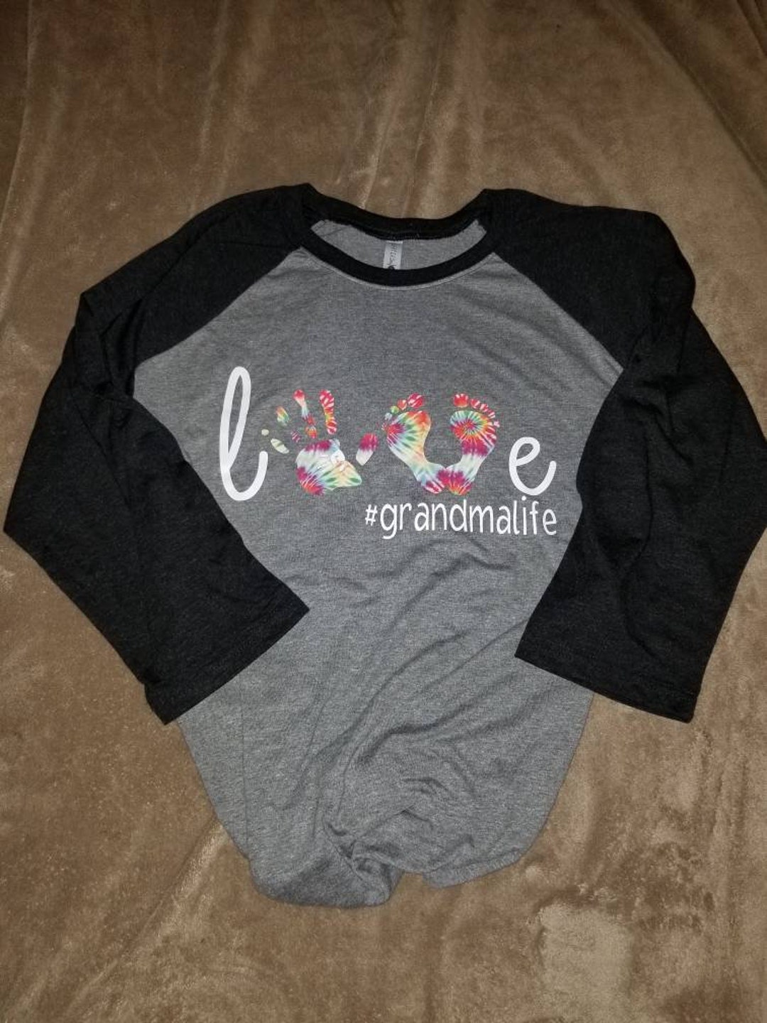 Grandma Shirt for Women, Love Handprint Footprint Shirt, Blessed Shirt ...