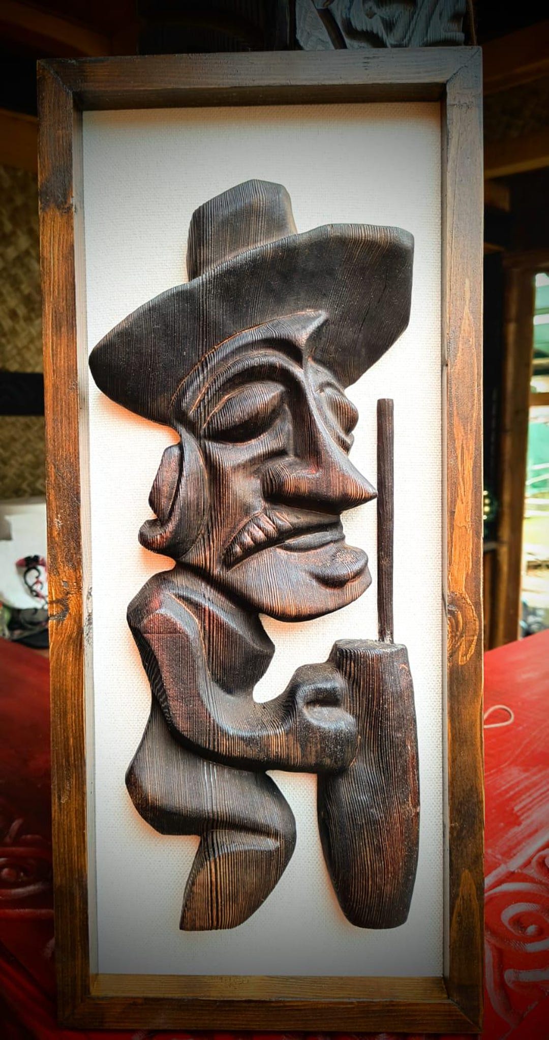 Tiki Mask on Leopard Shield. Unique Piece by Paul Tiki Campese - Etsy