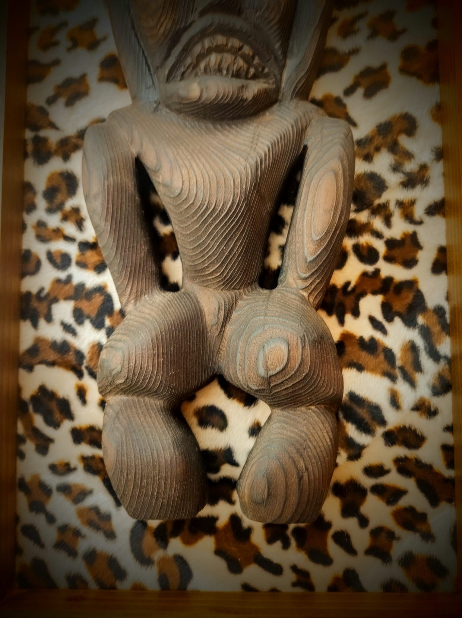 Vintage Tiki in Frame With Leopard Background. Unique Piece by Paul ...