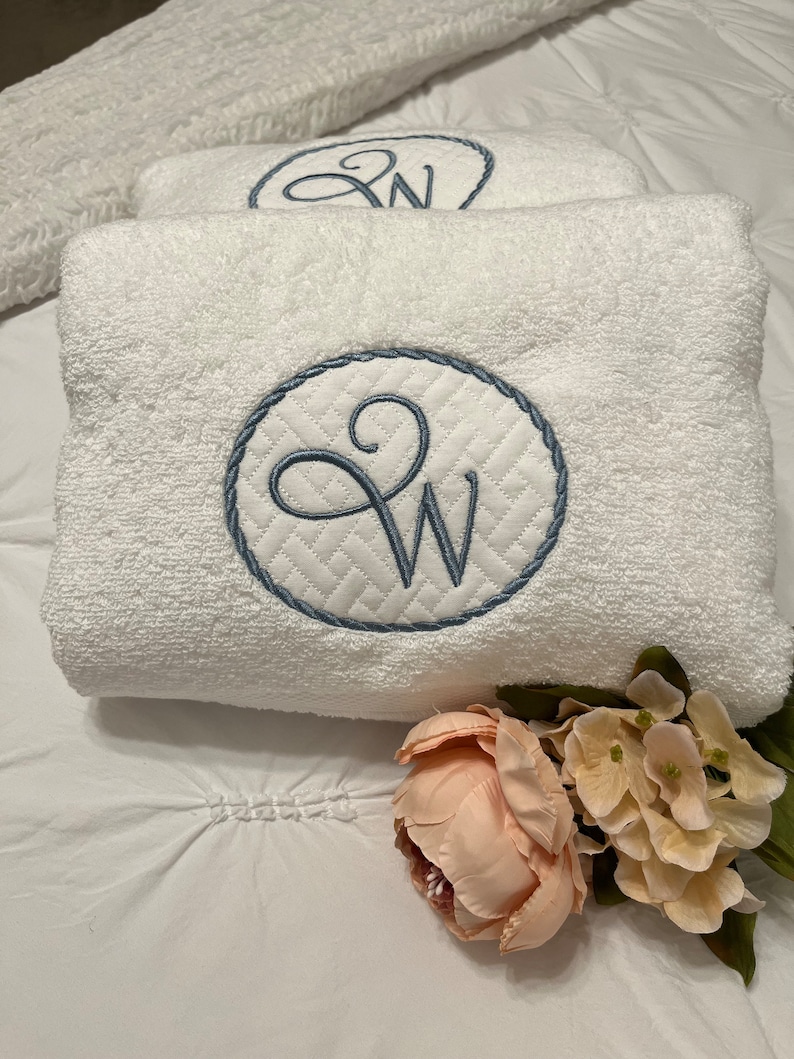 Embroidered Monogram Towel - Etsy