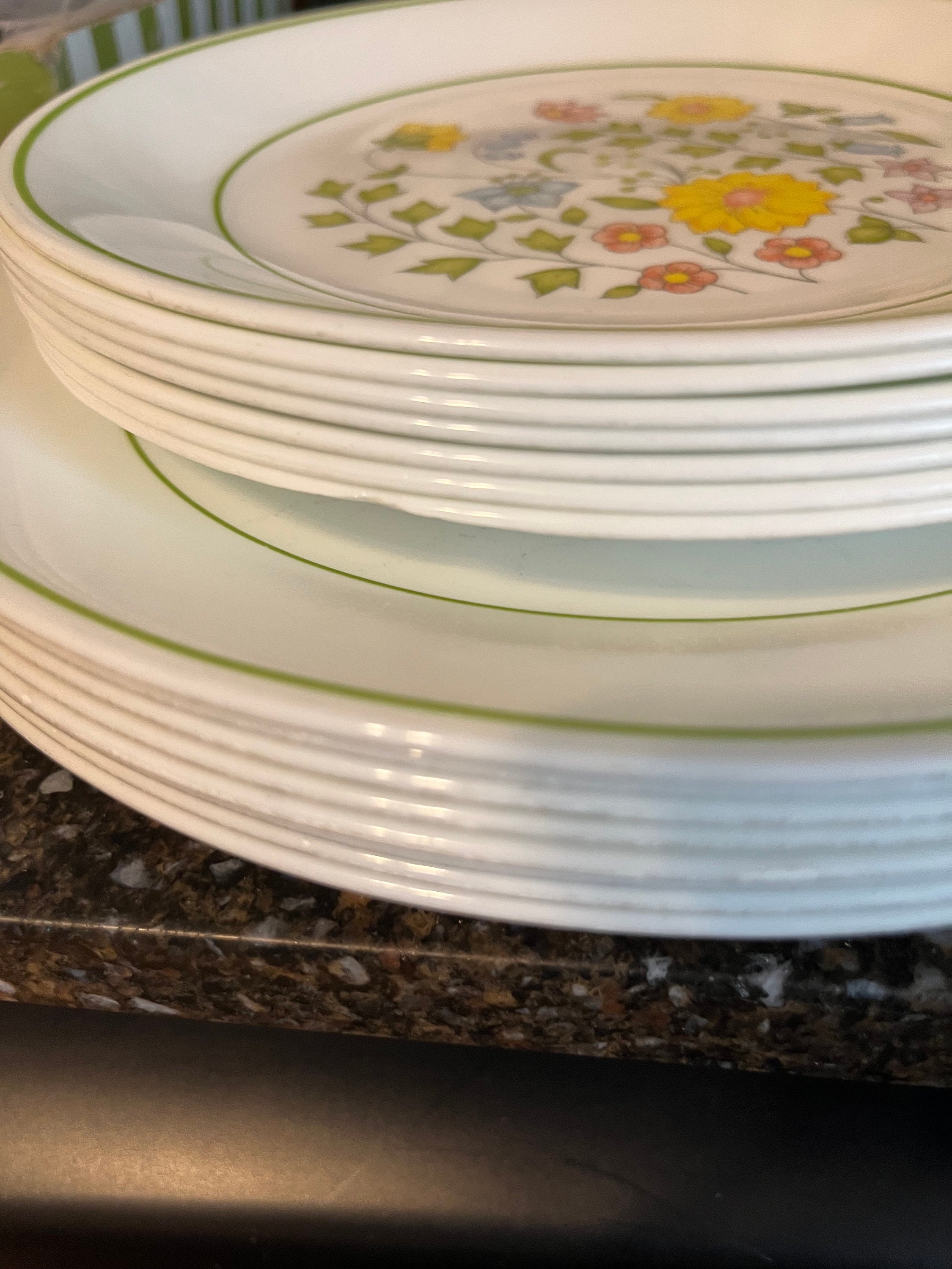 1977 Vintage Corelle Spring Meadow Dishes 36 Pieces Including Salad ...
