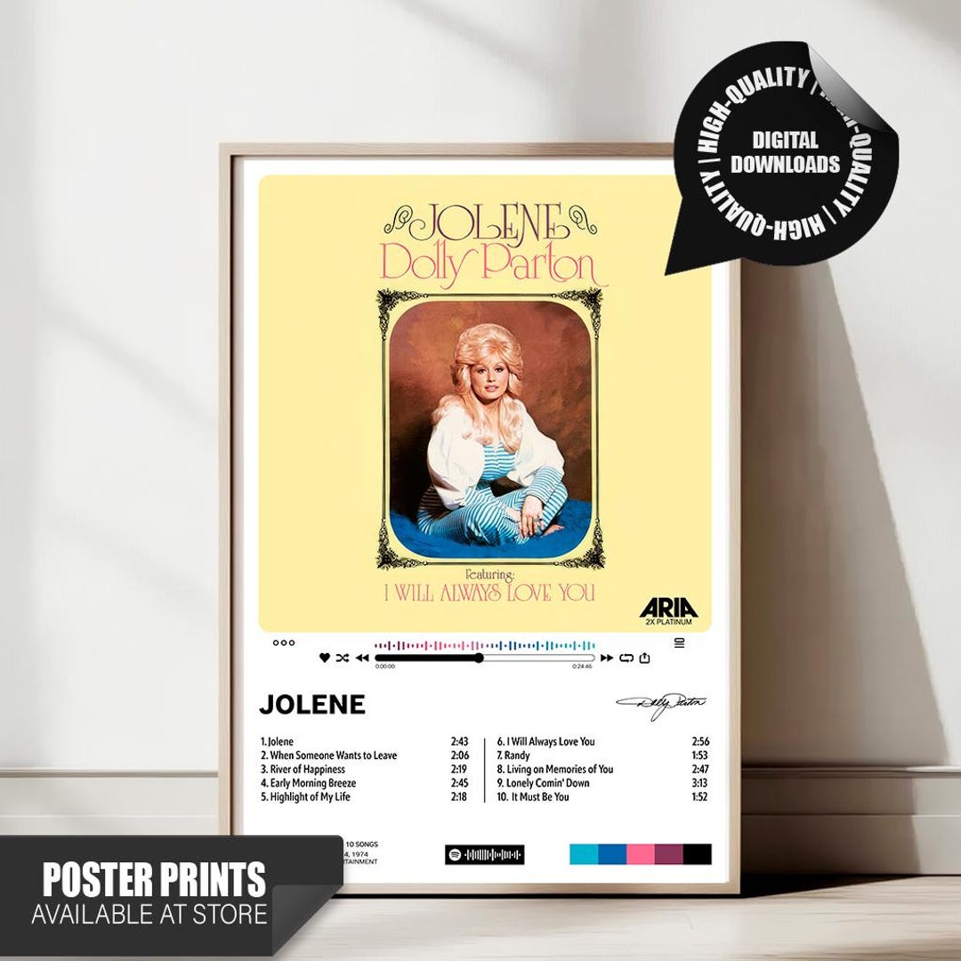 Dolly Parton Jolene Poster, Album Cover Wall Art, Retro Music Print, I ...
