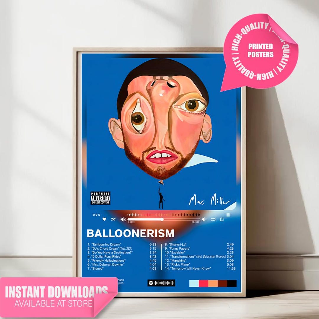 PRINTED - Balloonerism Album Poster Print, Mac Miller, Hip Hop Poster ...
