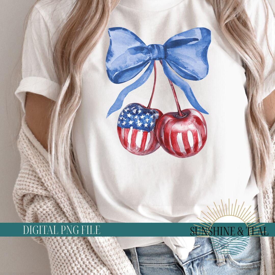Coquette Cherries 4th of July Png, America Png, American Girly Png ...