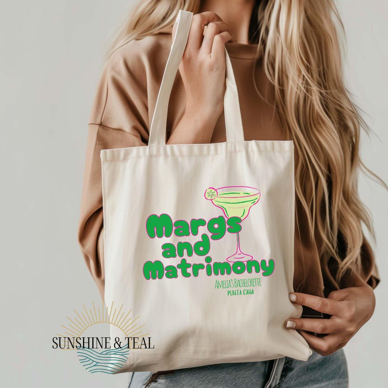 Margs and Matrimony Personalized Bachelorette Party Tote Bag, Girls ...