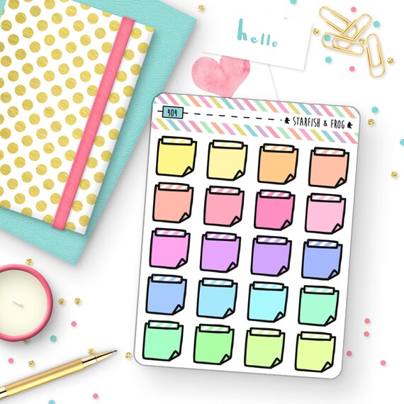Neon Pastel Tiny Sticky Note Planner Stickers SKU 407 | Etsy