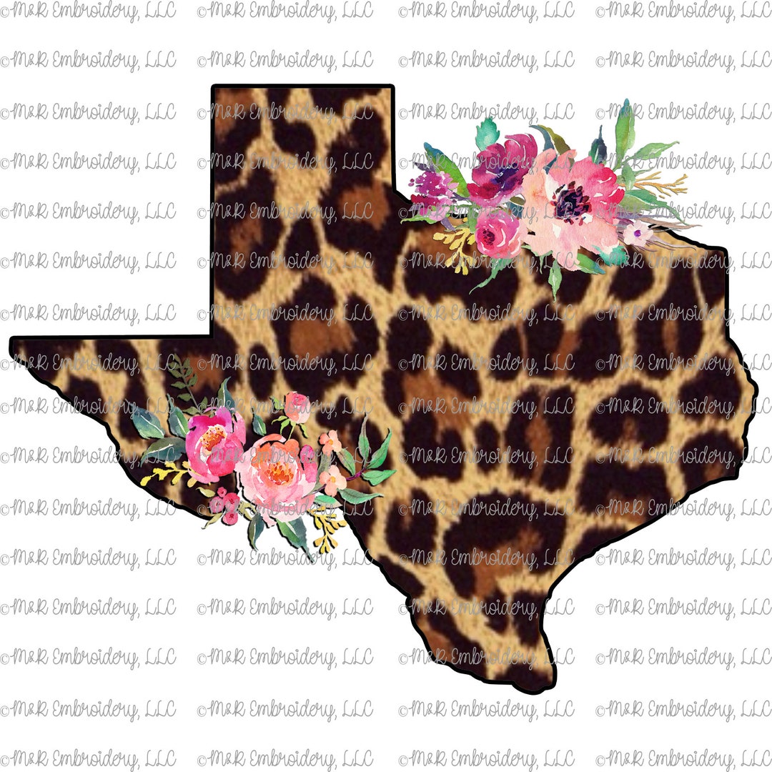 Digital File (only) - Leopard - Texas - Floral 2 - Boho - Watercolor ...