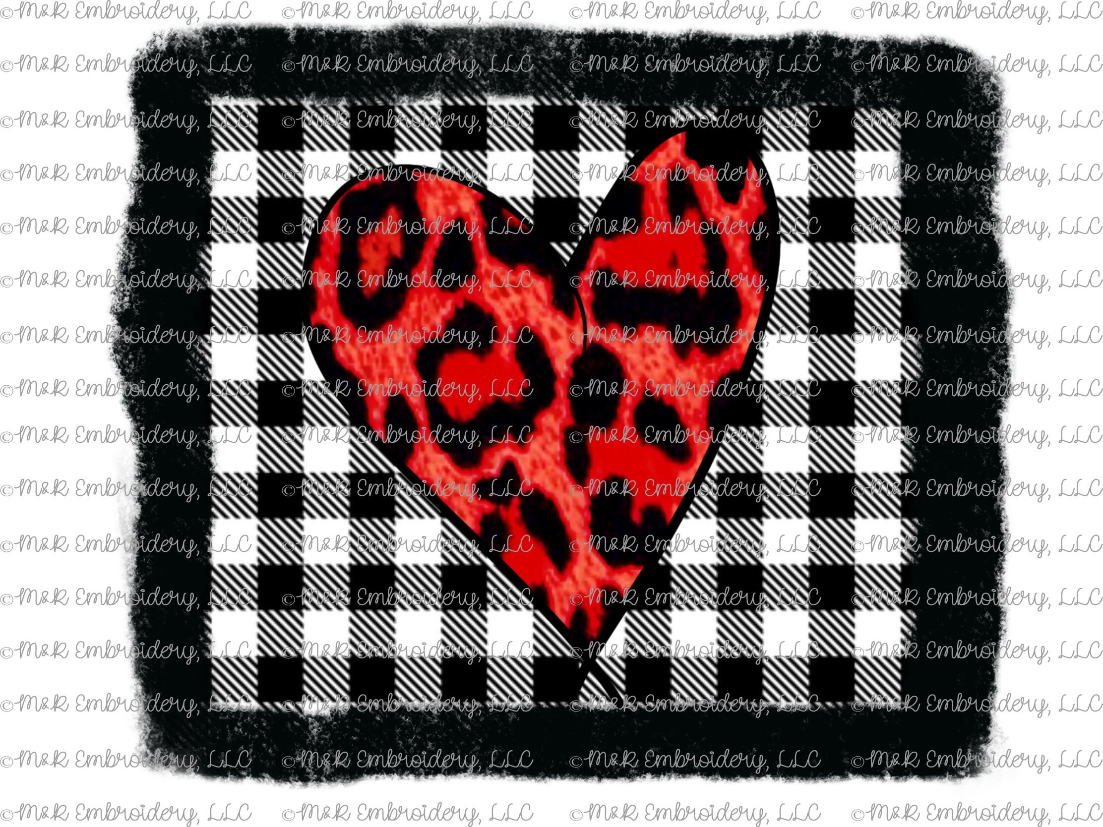 Digital File (only) #1307 -- Red Leopard Heart W/ Buffalo Plaid Frame ...