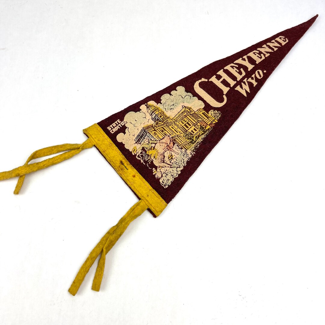Vintage Felt Travel Pennant Cheyenne Wyoming State Capitol Let er Buck ...