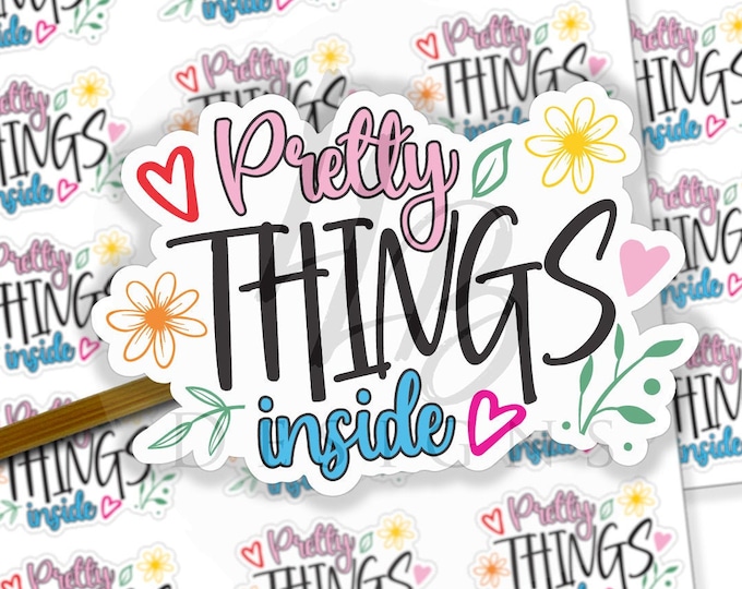 Pretty Things Inside Packaging Stickers Black & White | Etsy