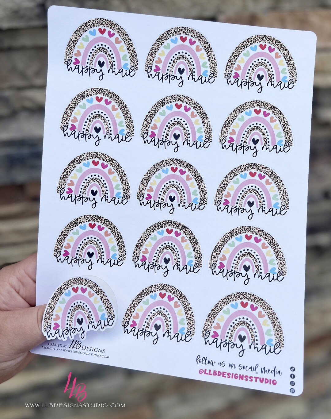Happy Mail Leopard Rainbow | Packaging Stickers | Business Branding ...