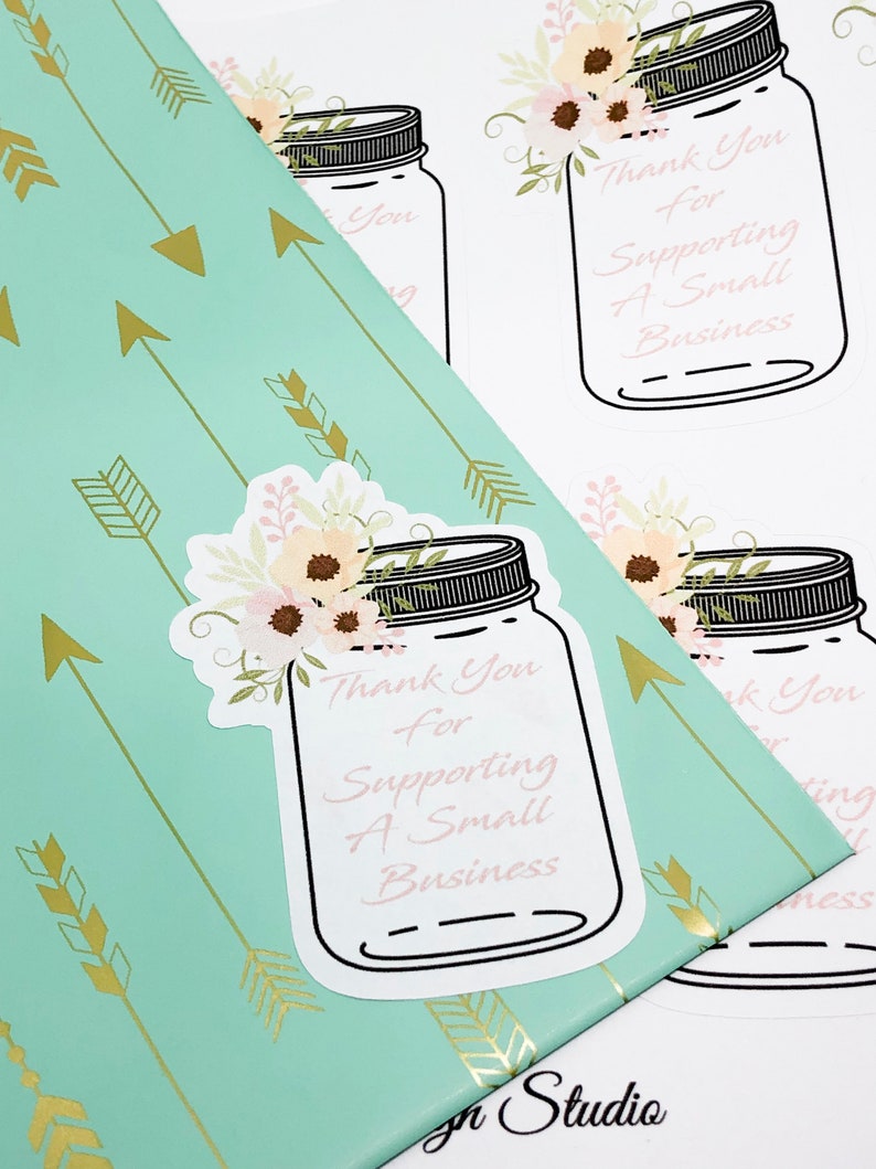 Mason Jar Thank You Stickers | Packaging Stickers | Thank You Stickers ...