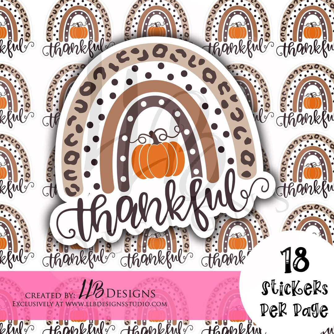 Thankful Fall Rainbow, Thank You Sticker, Fall Sticker, Support Sticker ...