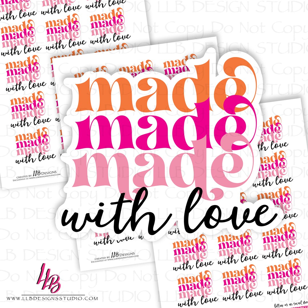 Made With Love Sticker Packaging Stickers Business Branding - Etsy
