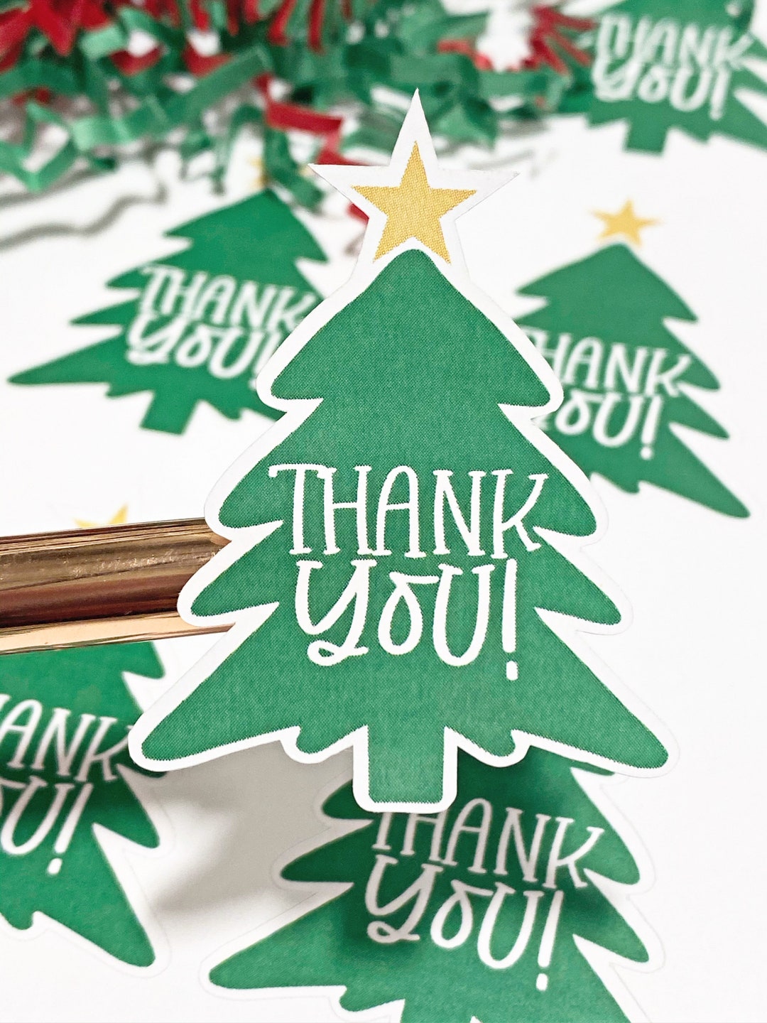 Christmas Tree Thank You Sticker | Packaging Stickers | Thank You ...