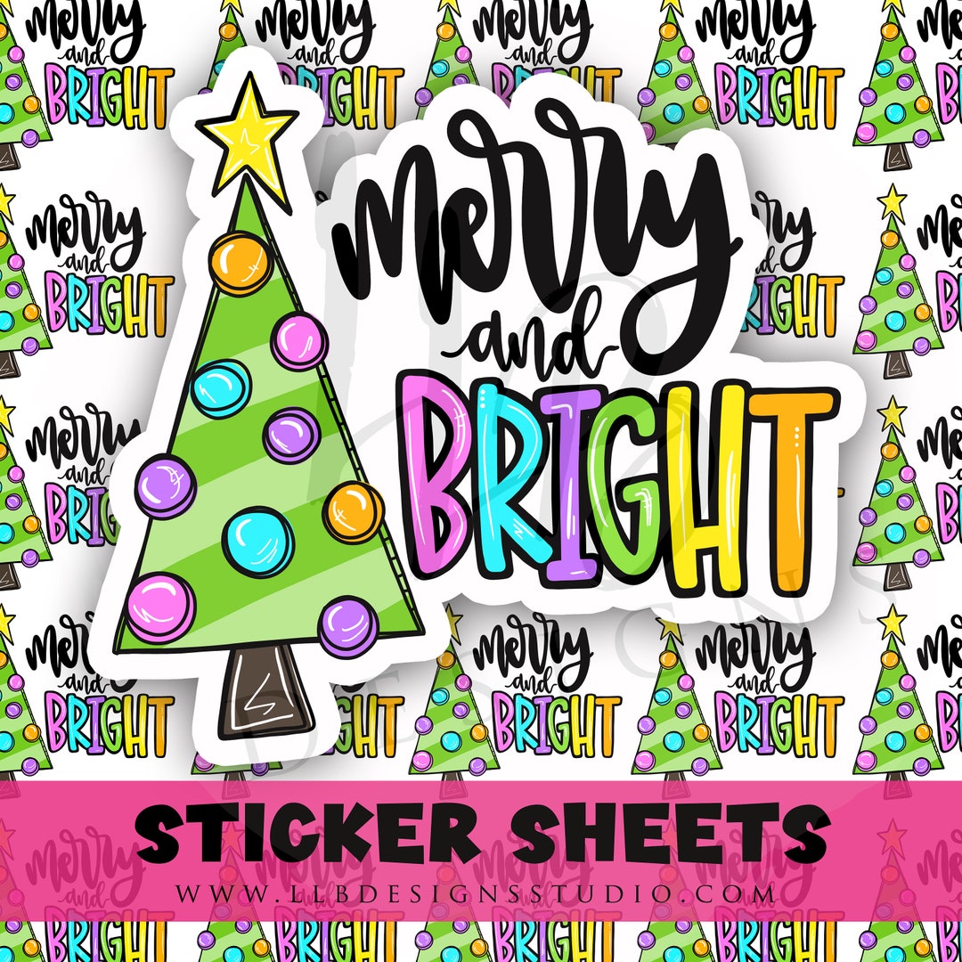 Neon Merry + Bright Tree | Packaging Stickers | Business Branding ...