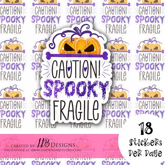 Caution Spooky Fragile Thank You Sticker Fall Sticker - Etsy