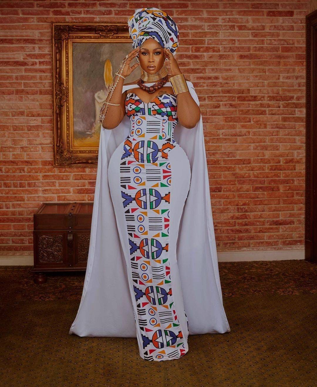 African Cape Gown, African Print Dress, Ankara Dress, African Maxi ...
