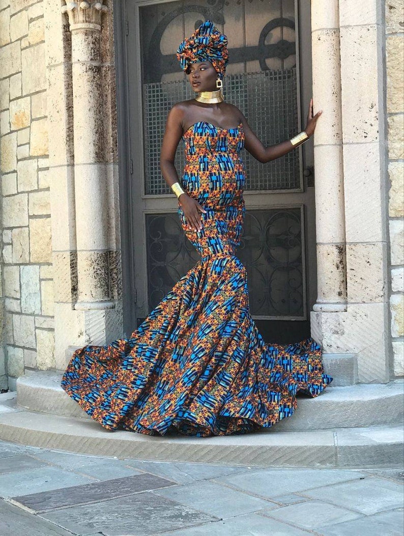 African Print Maternity Dress Pregnancy Photoshoot Outfit Etsy
