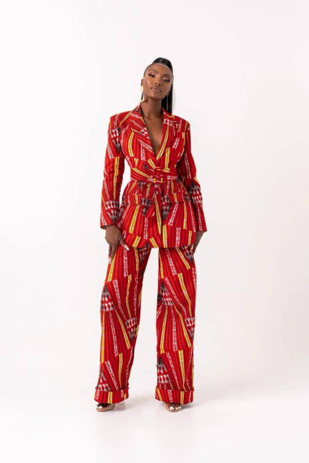 African Tailored Suit, Ankara 3 Piece Suit, African Structured Suit ...