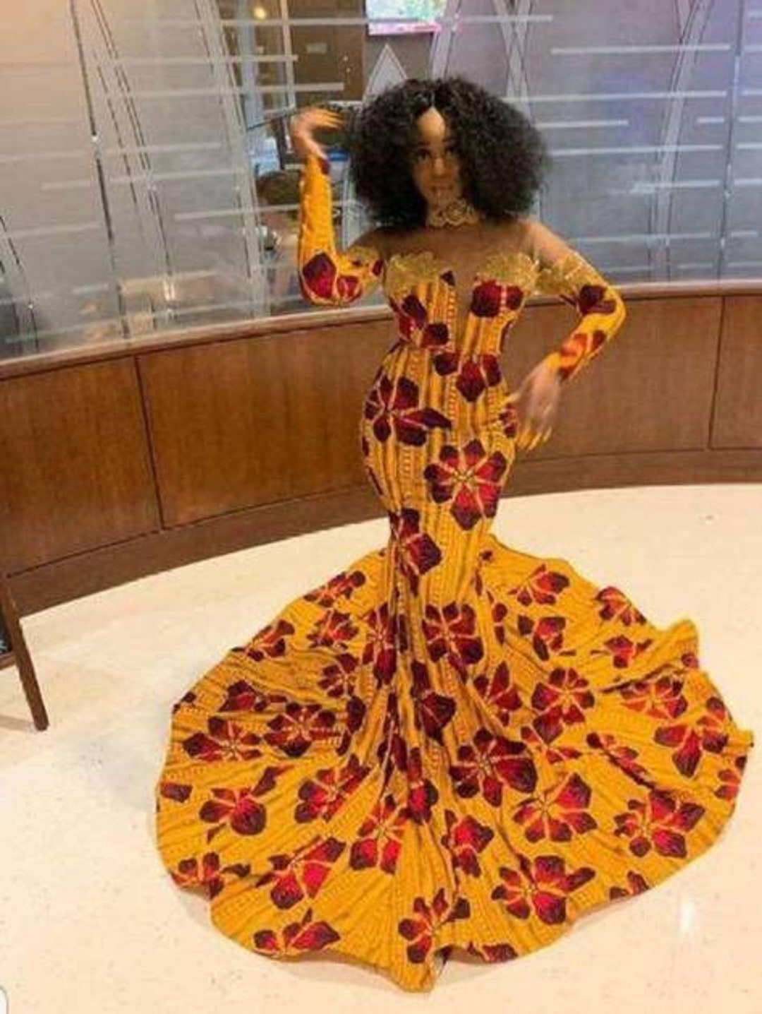 African Mermaid Dress, Ankara Gown African Maxi Mermaid Gown, African ...