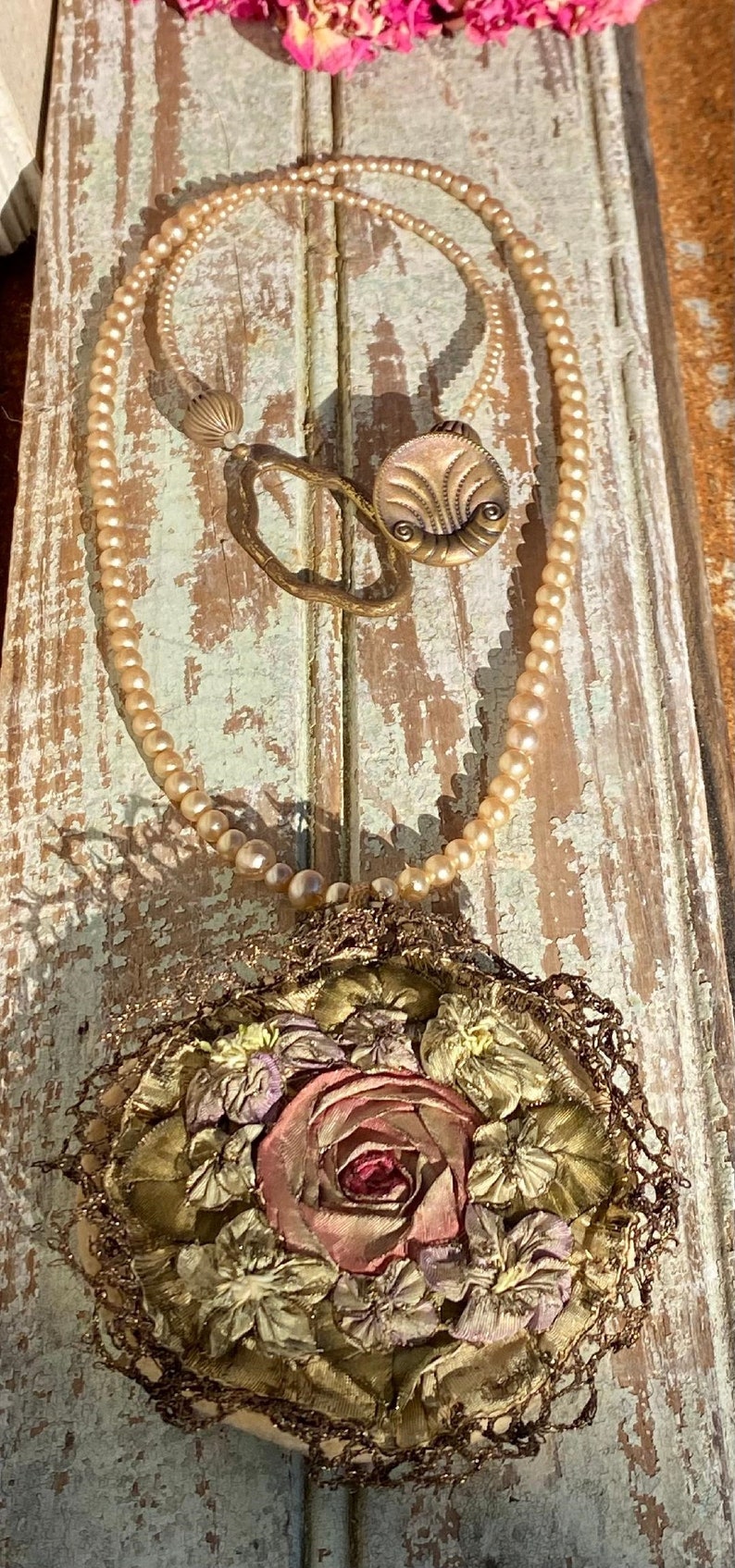 RARE Antique Powder Puff With Ribbon Flower Millinery on a - Etsy