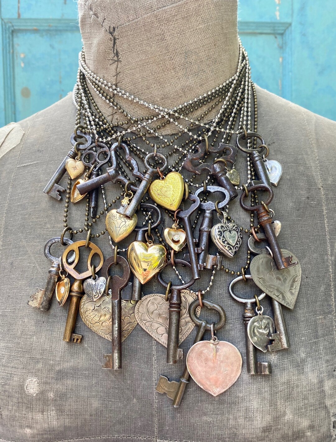 Vintage Antique Key With Vintage Heart Pendantkey to My Heartvalentines ...