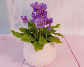 Mini Composition of Violets-polymer Clay Flower-cold | Etsy
