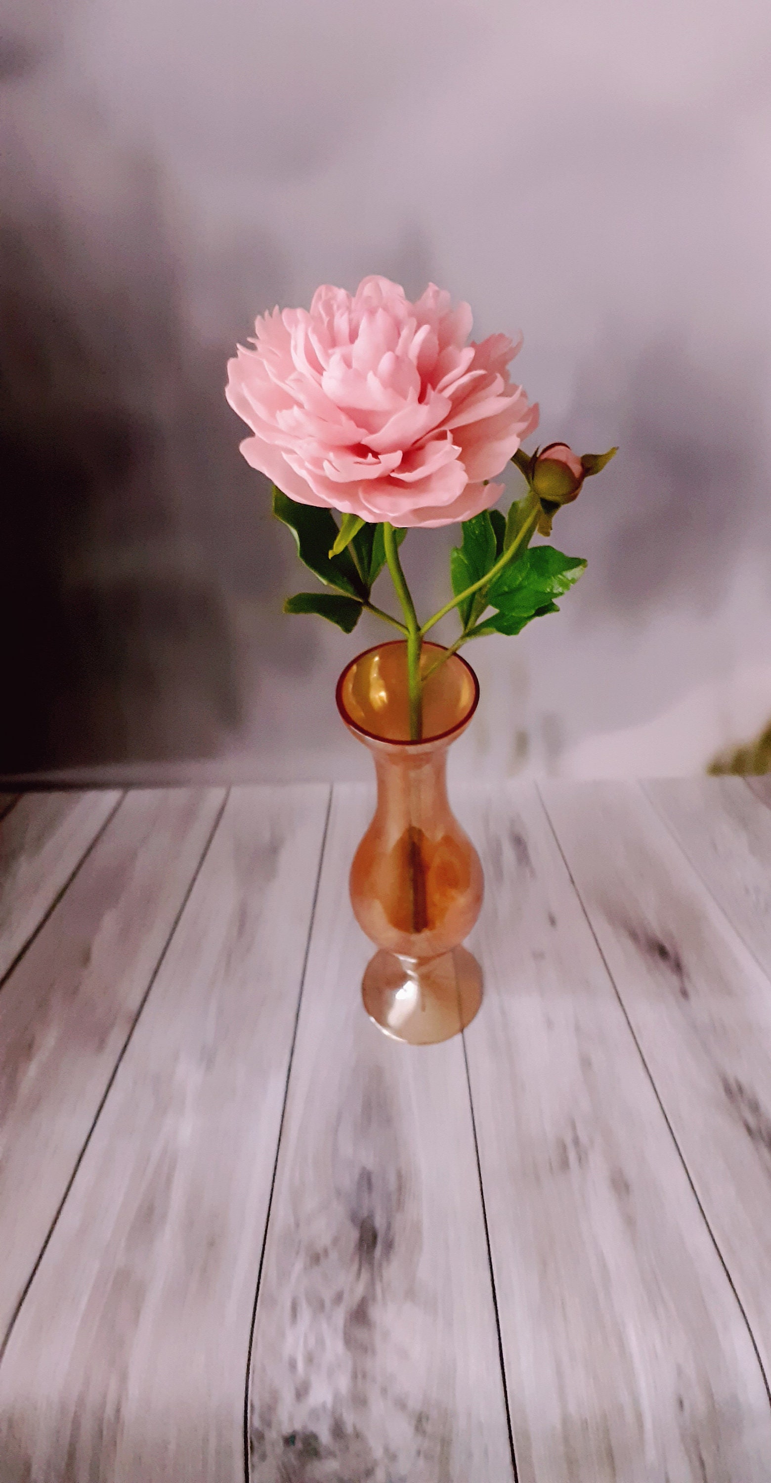 Cold Porcelain Pink Peony-polymer Clay Flowers-spring Floral - Etsy