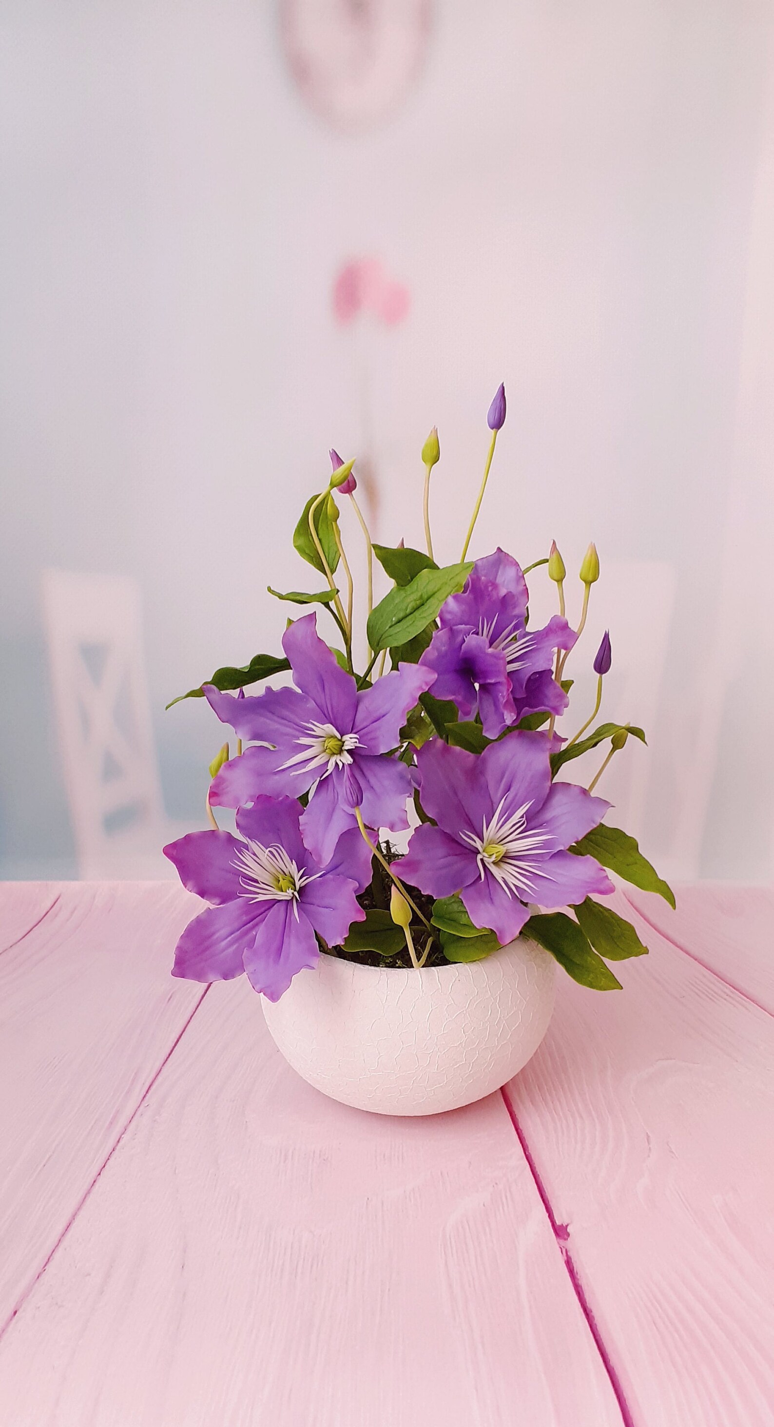 Clematis in the Pot Polymer Clay Flower-cold Porcelain - Etsy