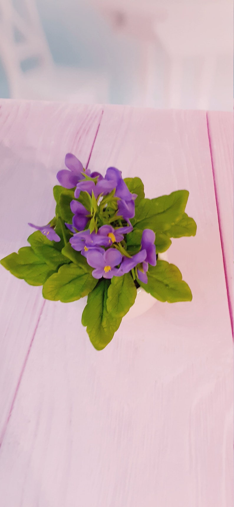 Mini Composition of Violets-polymer Clay Flower-cold - Etsy