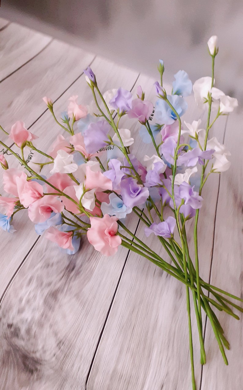 Fragrant Peas-polymer Clay Flower Arrangement-cold - Etsy