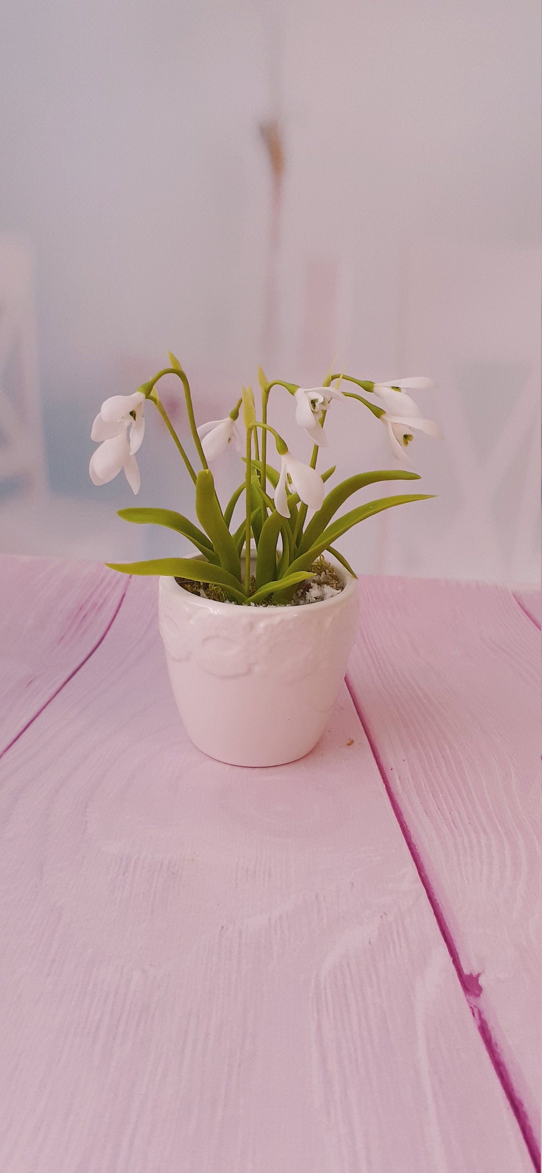 Cold Porcelain Snowdrop Flower Arrangement: Handmade Table Decor - Etsy