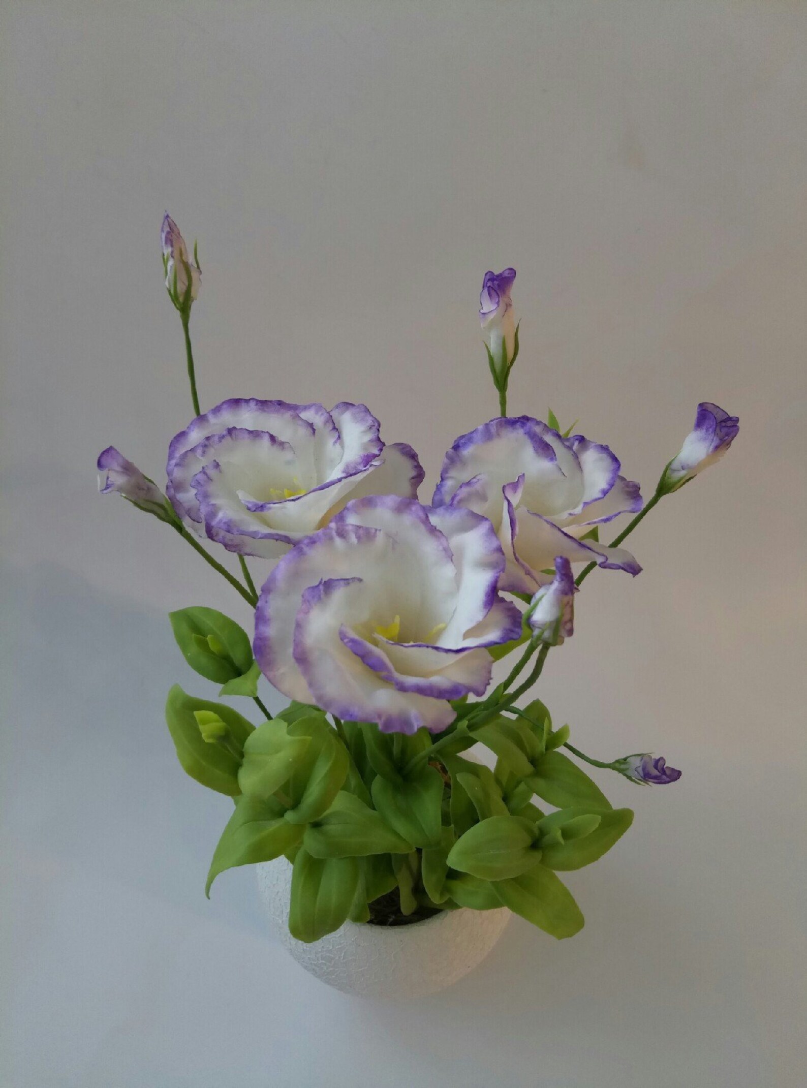 Eustoma-polymer Clay Flowers in the Pot-artificial - Etsy