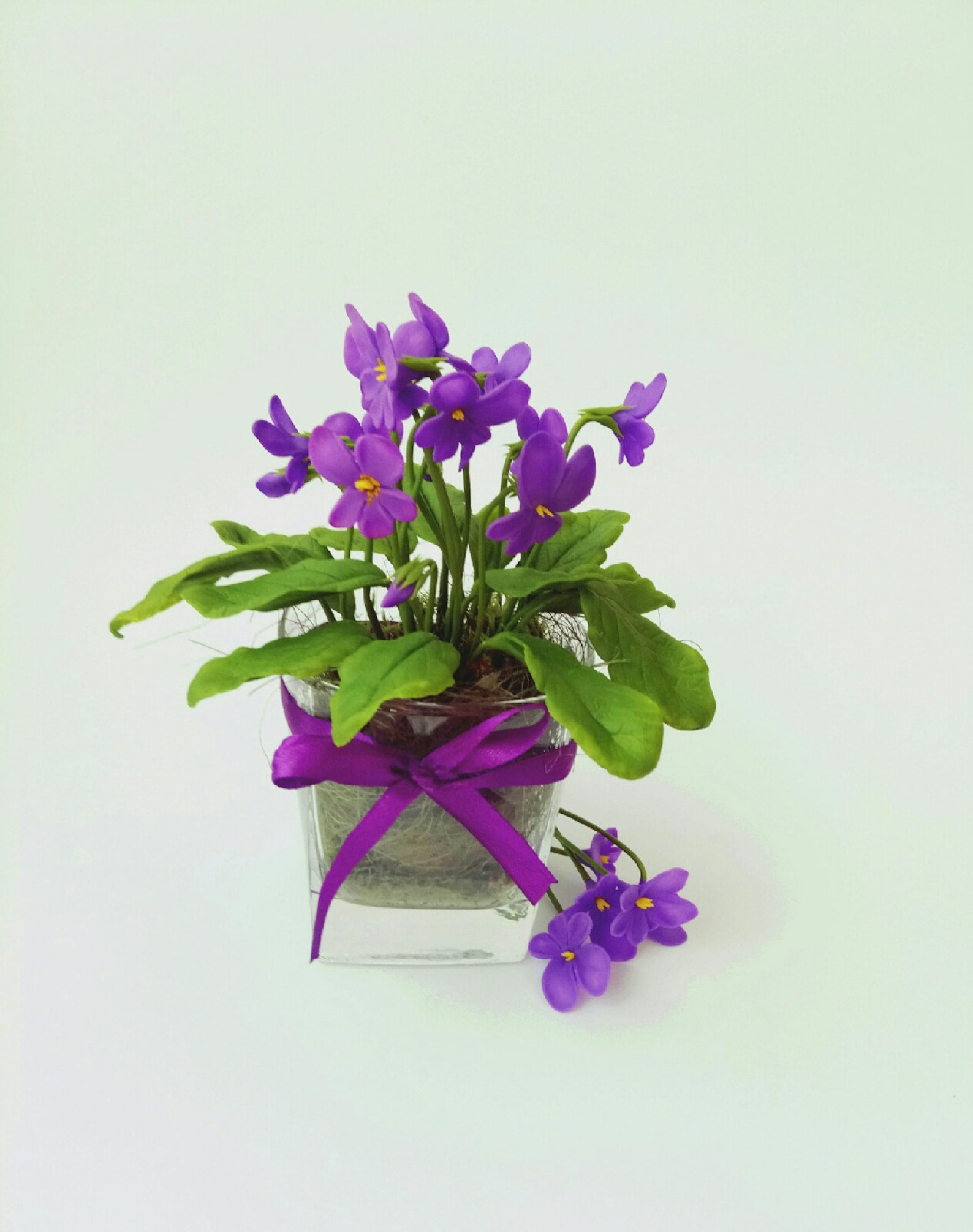 Mini Composition of Violets-polymer Clay Flower-cold Porcelain-flower ...