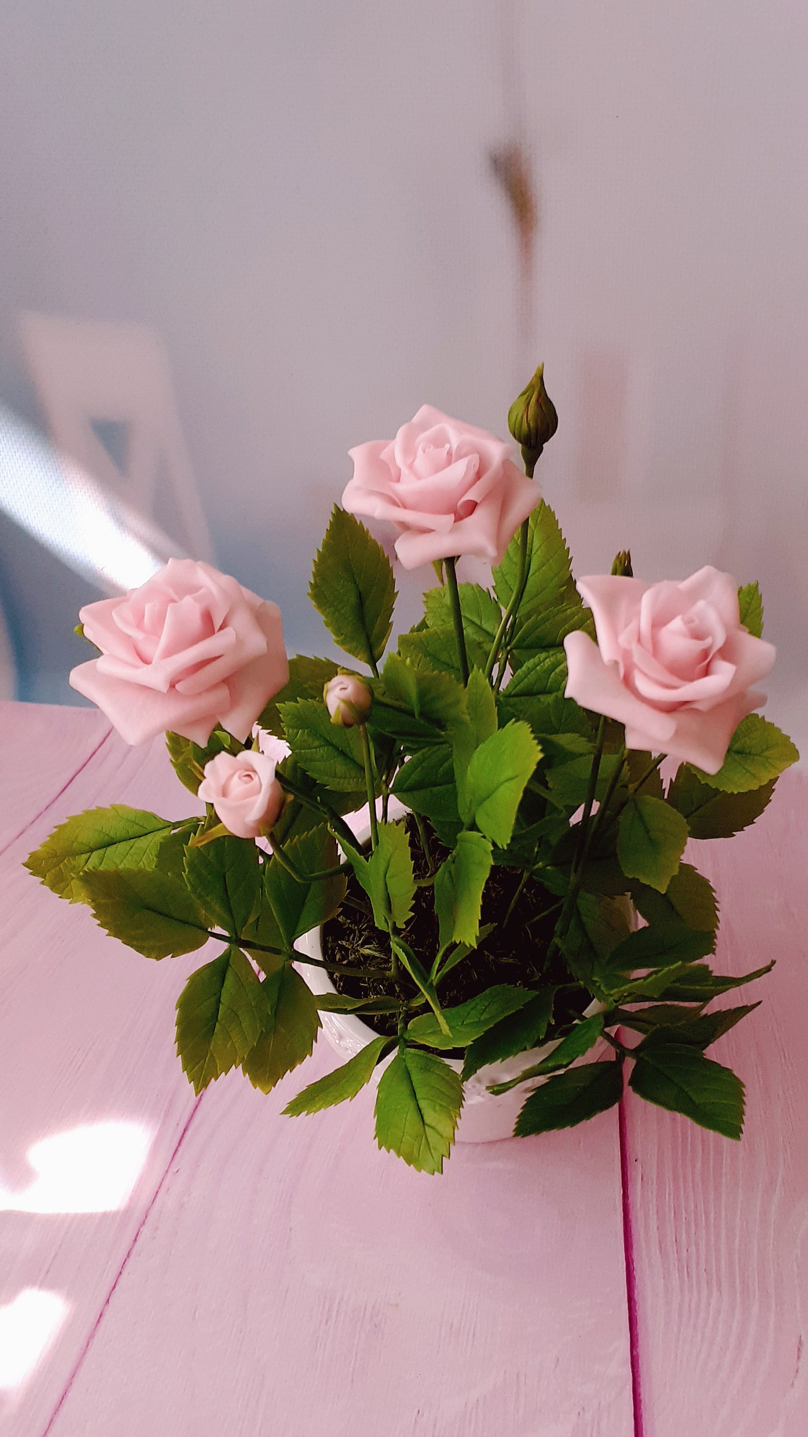 Handmade Pink Rose Polymer Clay Flowercold Porcelainreal - Etsy